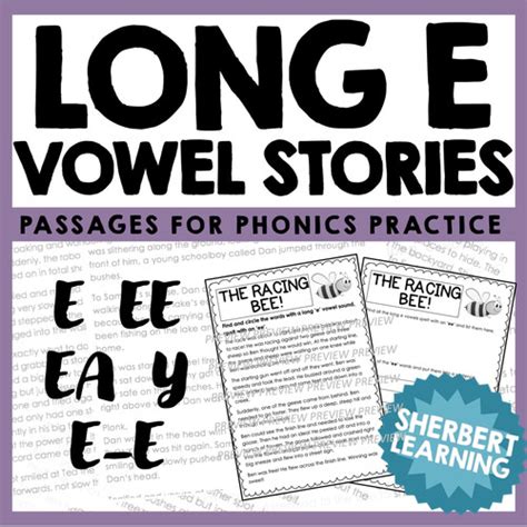 Long E Vowel Sounds Reading Passages For Phonics Practice E E E Ea Ee Y Sherbert Learning
