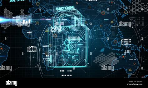 Image Of Online Security Padlock Markers And Data Processing Over