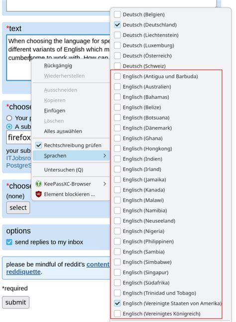 Spellchecker Reduce The Selection Of Language Variants Rfirefox