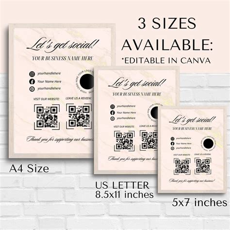 Editable Canva Template For QR Code Signs Digital Download Business Shop Signs Custom Payment