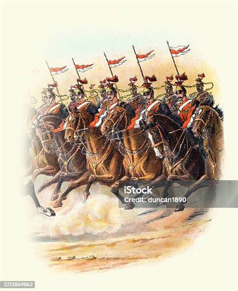 영국군의 역사 육군 기병대 12대 웨일즈 왕자 창기병의 책임 빅토리아 시대 19세기 19세기에 대한 스톡 벡터 아트 및 기타 이미지 19세기 19세기 스타일