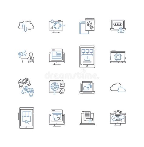 Usb Flash Drive Line Icons Collection Memory Portable Storage Data Transfer Backup Files