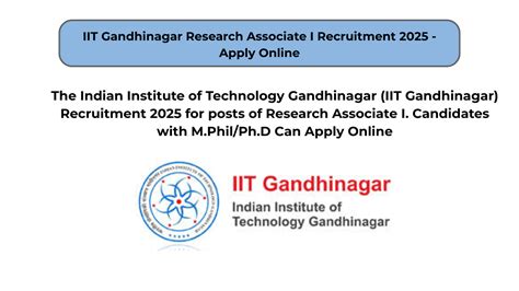 Iit Gandhinagar Research Associate I Recruitment 2025 Apply Online Free Job Alert