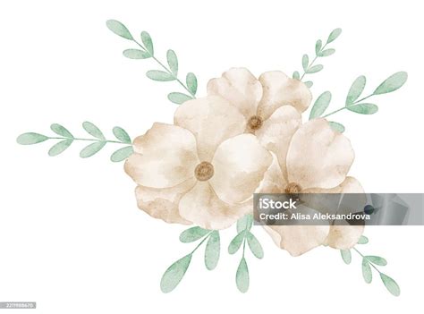 수채화 베이지 색 꽃과 부드러운 녹지가있는 꽃 구성 파스텔 꽃으로 그린 그림 유치한 문구류나 청첩장을 위한 꽃 베이비 샤워 인사말 카드에 대한 장미와 함께 그리기 0명에