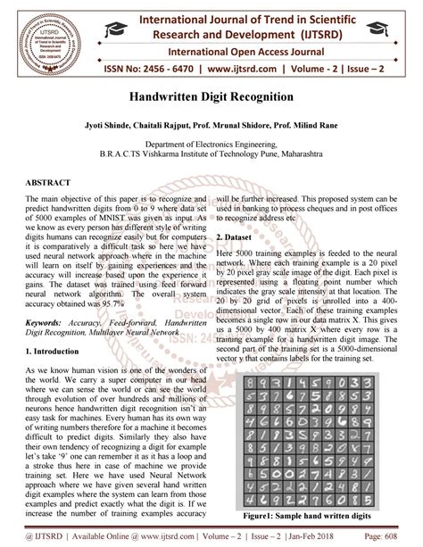 Handwritten Digit Recognition By International Journal Of Trend In Scientific Research And