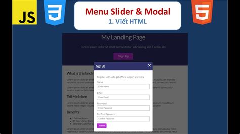 1 Hướng Dẫn Xây Dựng Landing Page Với Menu Slider Và Modal Dùng Html Css Javascript Viết