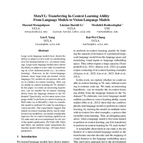 Metavl Transferring In Context Learning Ability From Language Models To Vision Language Models