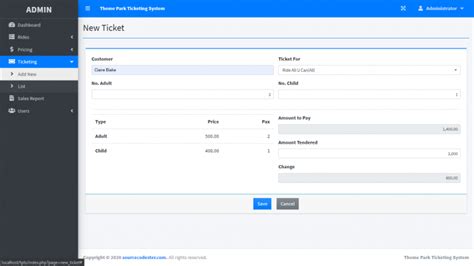 Theme Park Ticketing System Using Phpmysqli With Source Code Sourcecodester