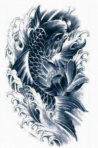 Tato Ikan Koi Hitam Putih Gambar Tato Keren