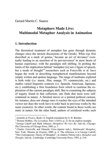 Pdf Metaphors Made Live Multimodal Metaphor Analysis In Animation