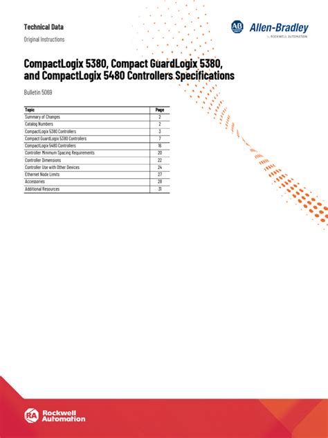 Compactlogix 5380 Compact Guardlogix 5380 And Compactlogix 5480 Controllers Specifications