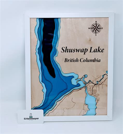 Shuswap Lake Sicamous British Columbia Bathymetric And Town Map