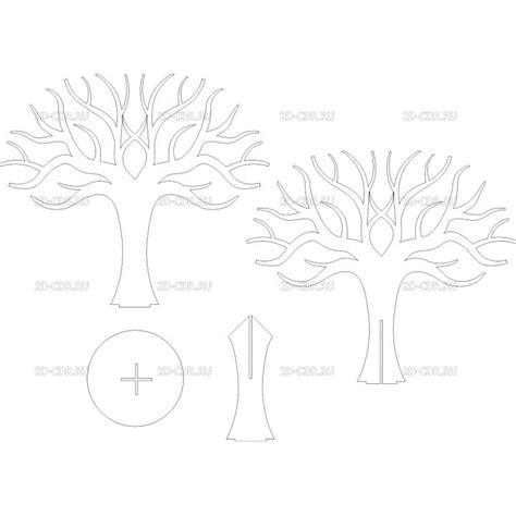 Вектор Дерево 69 для лазерной резки Coreldraw Бумажное дерево Дерево Поделки