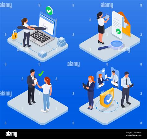 isometric design concept set with business people making agreements and signing contracts