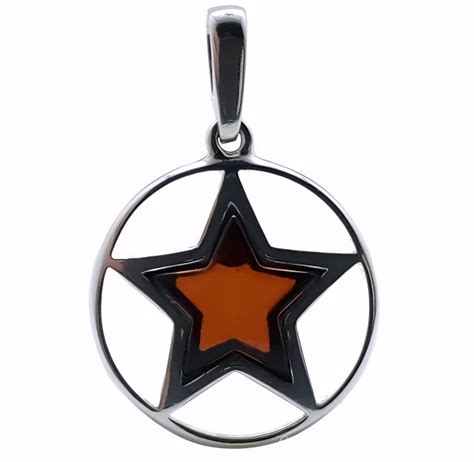 Star Cherry Amber Silver Pendant Amberman