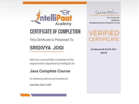 Completed Java Course At Intellipaat Academy 💻 Ready To Tackle Any