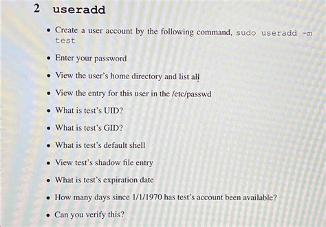 solved 2 ﻿useraddcreate a user account by the following