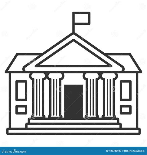 University Building With Check Thin Line Icon Scool With Tick Vector Illustration Isolated On
