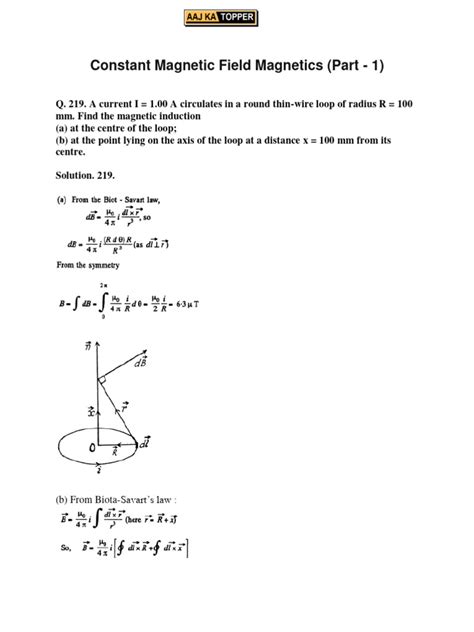 Constant Magnetic Field Magnetics Solutions For Jee Physics Irodov Pdf Magnetic Field Inductor