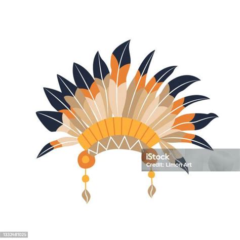 전통적인 아메리카 원주민 깃털 머리 장식 컬러 만화 워보넷 아이콘 추수 감사절을위한 가장 한 의상 축제 가을 퍼레이드 모자 인사말 카드에 대한 개체 요소 클립 아트 항목