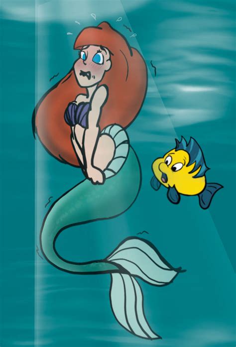 Rule 34 Ariel Belly Button Disney Flounder Have To Pee Mermaid Mermaid Tail Omorashi Red Hair