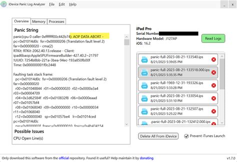Shared Post 2 New Panic Log Solutions AOP DATA ABORT AOP PREFETCH