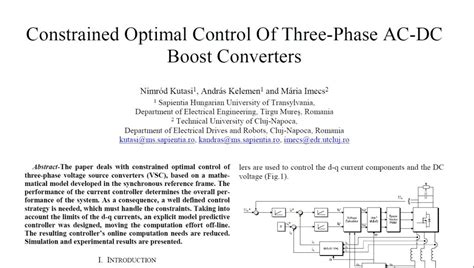 Constrained Optimal Control Of Three Phase Ac Dc Boost Converters کیا کنترل