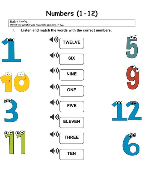 numbers 1 12 worksheet practice counting and numerical recognition
