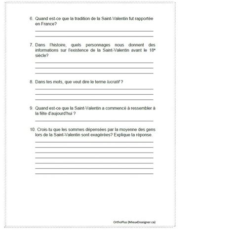 Comp De Lecture Les Origines De La Saint Valentin