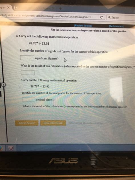 Solved A Carry Out The Following Mathematical Operation