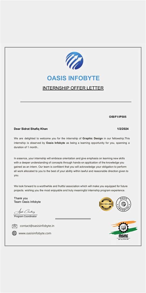 Sidrat Khan On Linkedin Oasisinfobyte Oasisinfobyteinternship Internshipjourney Graphicdesign