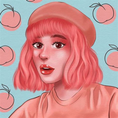 Иллюстрация Девушка с персиками в стиле 2d