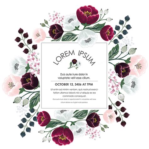 유토이미지 꽃으로 장식된 플로럴 프레임 벡터 일러스트레이션