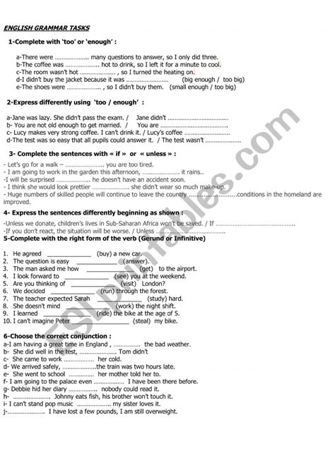 english grammar exercises esl worksheet by sarates
