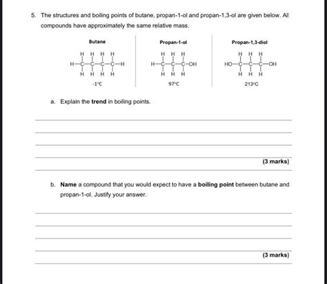 Solved 5 The Structures And Boiling Points Of Butane