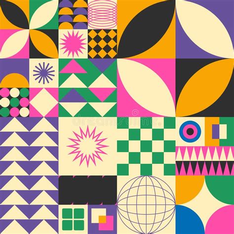 Abstract Simple Geometric Seamless Pattern With Figure Form Shapes Circle And Lines In