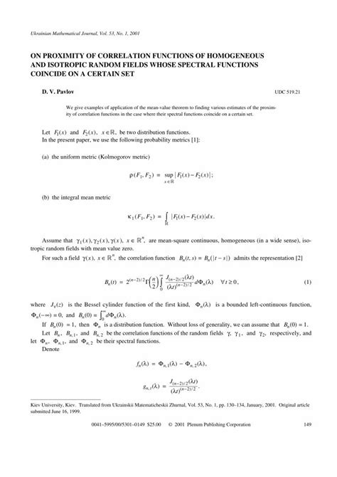 Pdf On Proximity Of Correlation Functions Of Homogeneous And Isotropic Random Fields Whose