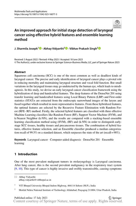 An Improved Approach For Initial Stage Detection Of Laryngeal Cancer Using Effective Hybrid