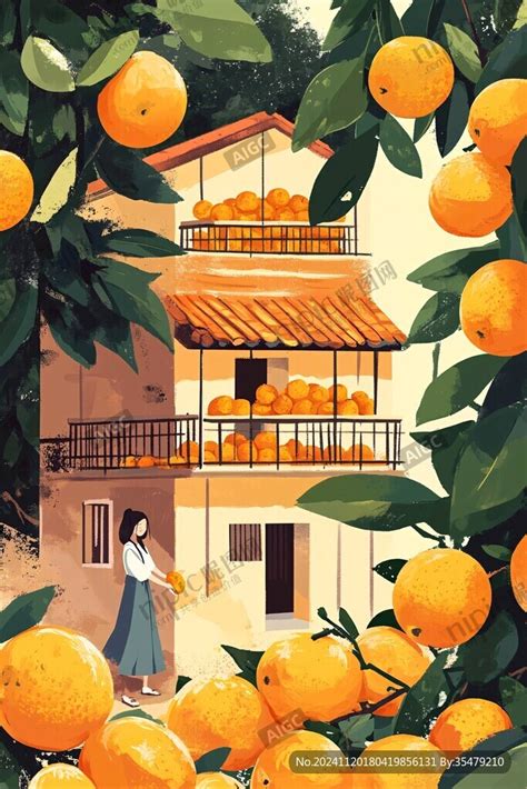 Ai创作图采柑果女孩插画 芒果采摘园插画 夏橙包装插画 摘柑果手绘插画 冰糖橙包装插画 陈皮村插画 伦晚脐橙插画 爱媛橙插画 赣南脐橙包装插画 冰糖橙插画 蜜桔包装插画 插画冰糖橙 脐橙包装