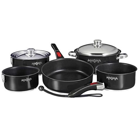 Stainless Steel Nesting Rv Induction Cookware 10 Piece Set Black