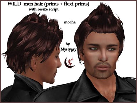 Second Life Marketplace Wild Men Hair Mocha Prims And Flexi Prims With Resize Script