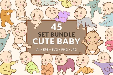 45 طرح کارتونی نوزاد وکتور 🔥کد فایل 167541