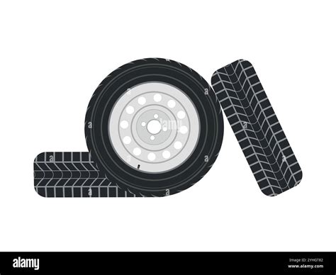 Car Wheels Offroad Black Metal Rubber On White Background Vector