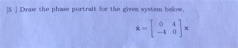 Solved Draw The Phase Portrait For The Given System Chegg