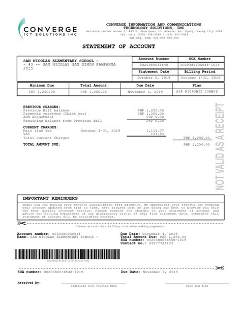 Statement Of Account 3 San Nicolas San Simon Pampanga 2015 Services Economics Business