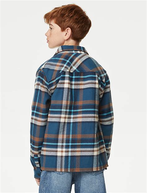 Buy Pure Cotton Checked Shacket 6 16 Yrs At Marks And Spencer