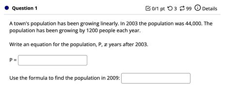 solved a town s population has been growing linearly in