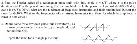 Solved 2 Find The Fourier Series Of A Rectangular Pulse