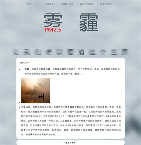 雾霾MP 环境污染环保网页html css 页面精选 作业秀