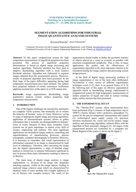 Pdf Segmentation Algorithms For Industrial Image Quantitative Analysis Systems